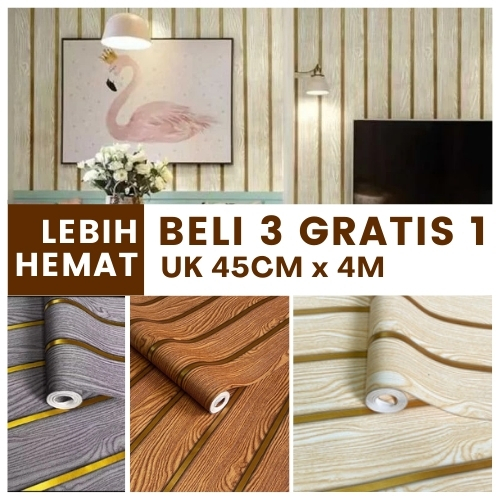 Jual Stiker Wallpaper Dinding Kabinet Lemari Kayu Salur Emas Walfafer ...