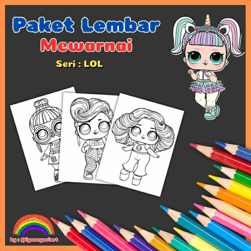 Jual Paket Lembar Mewarnai Seri LOL - 10 lembar A5 - banyak pilihan ...