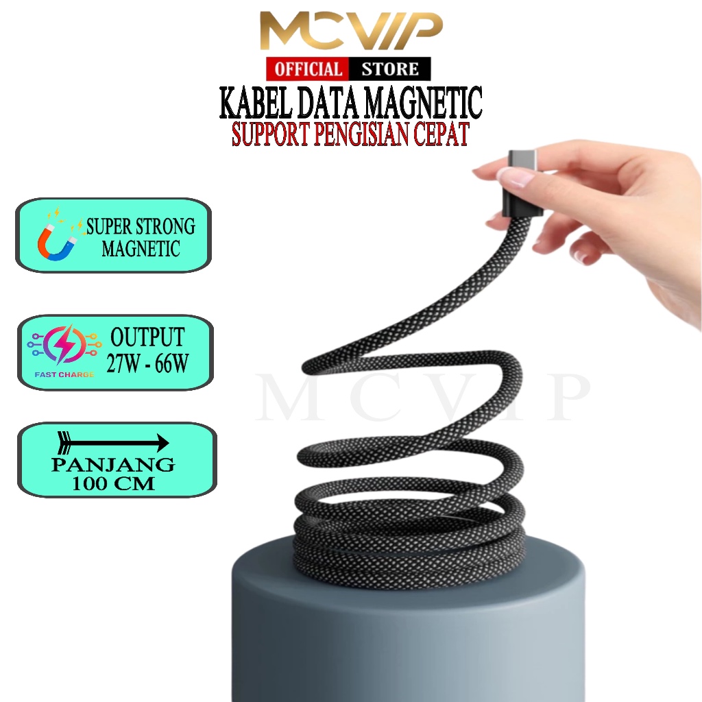 Jual MCVIP Kabel Data Charging Magnetic Type C to C 66W iPhone Lightning 27W PD Fast Charging ...