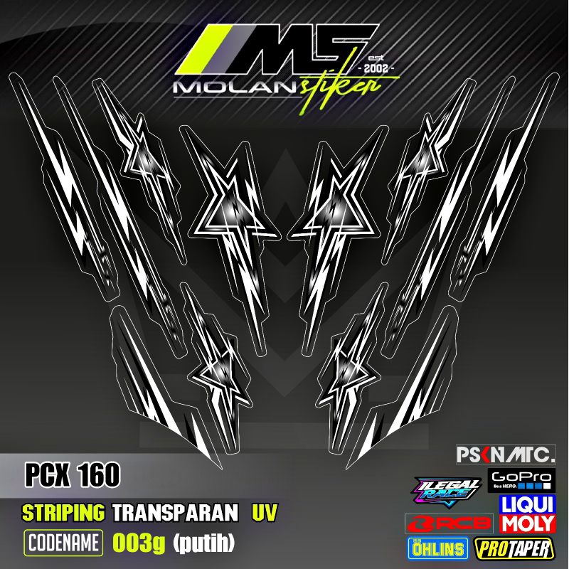 Jual Decal Sticker Striping Variasi Transparan Uv PCX 160 Pcx Star ...
