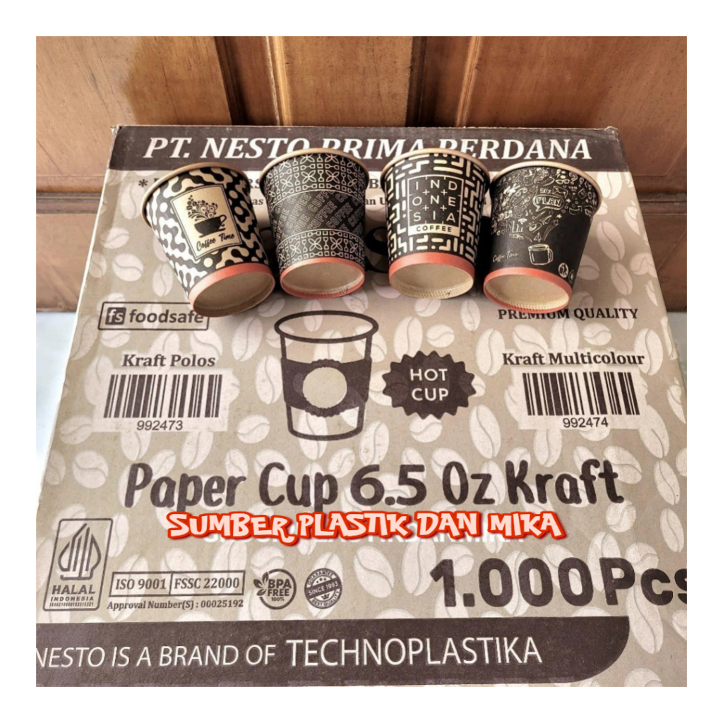 Jual [ ISI 50pcs ] Paper Cup KRAFT Coklat 6,5 Oz / Gelas Kertas Tahan Panas untuk Kopi Teh ...