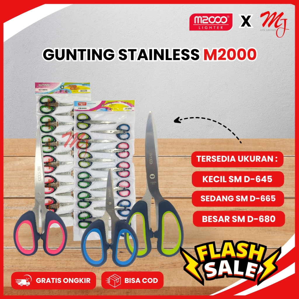 Jual (12 pcs) Scissors / Gunting Kertas RENTENG Serbaguna M2000 SM D ...
