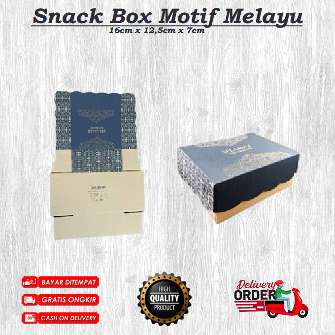 Jual Obralll Dus snack box R5 motif batik biru melayu Cantik Uk 16 x 12 ...