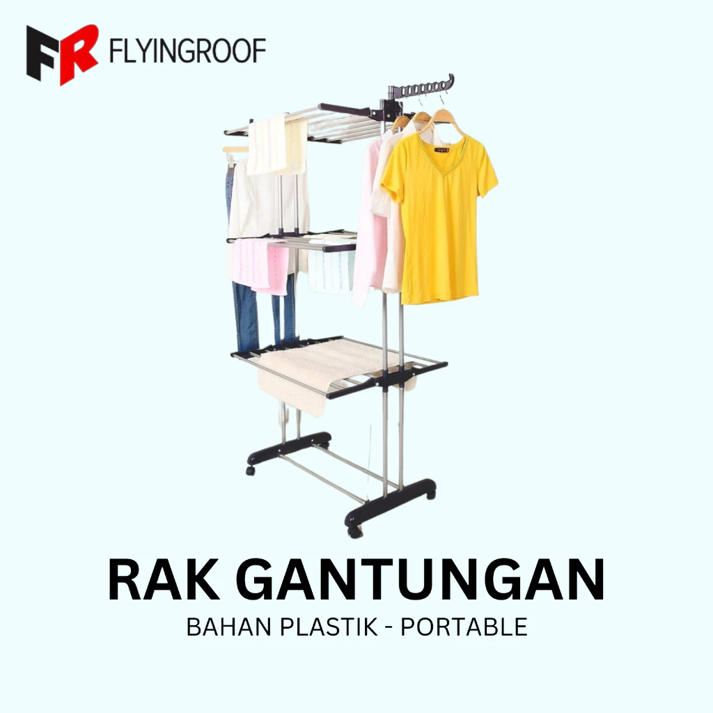 Jual Rak Jemuran Baju Lipat Roda 4 Susun Stainless Steel Anti Karat ...