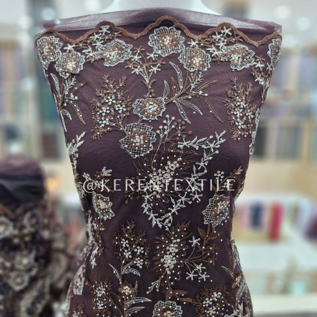 Jual NEW ARRIVALS!! Tulle Embroidery Stone 1-NV0569 (Tulle Bordir with ...