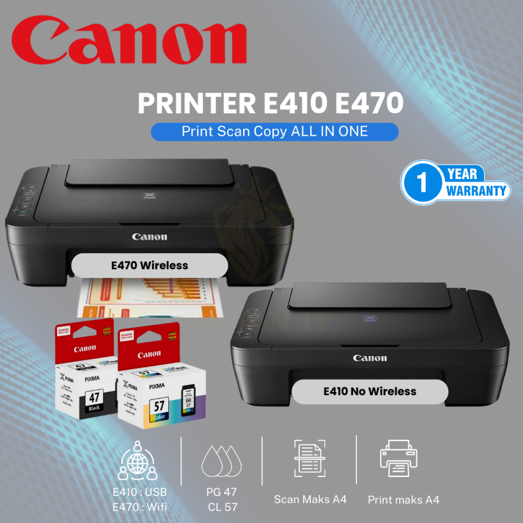 Jual Printer Canon Pixma E410/E470 Print Scan Copy Original Garansi Resmi | Shopee Indonesia