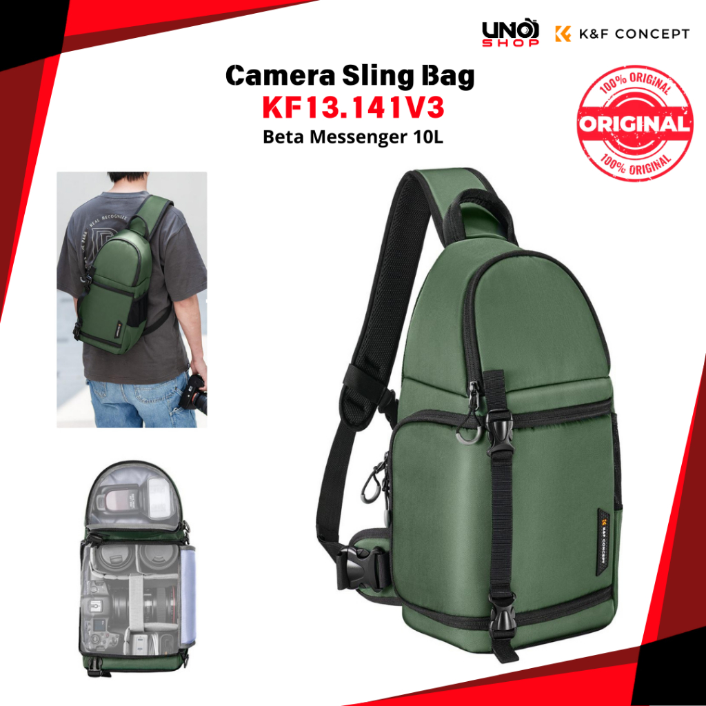 Jual K&F Concept Camera Sling Bag Shockproof 10L Green Tas Kamera ...