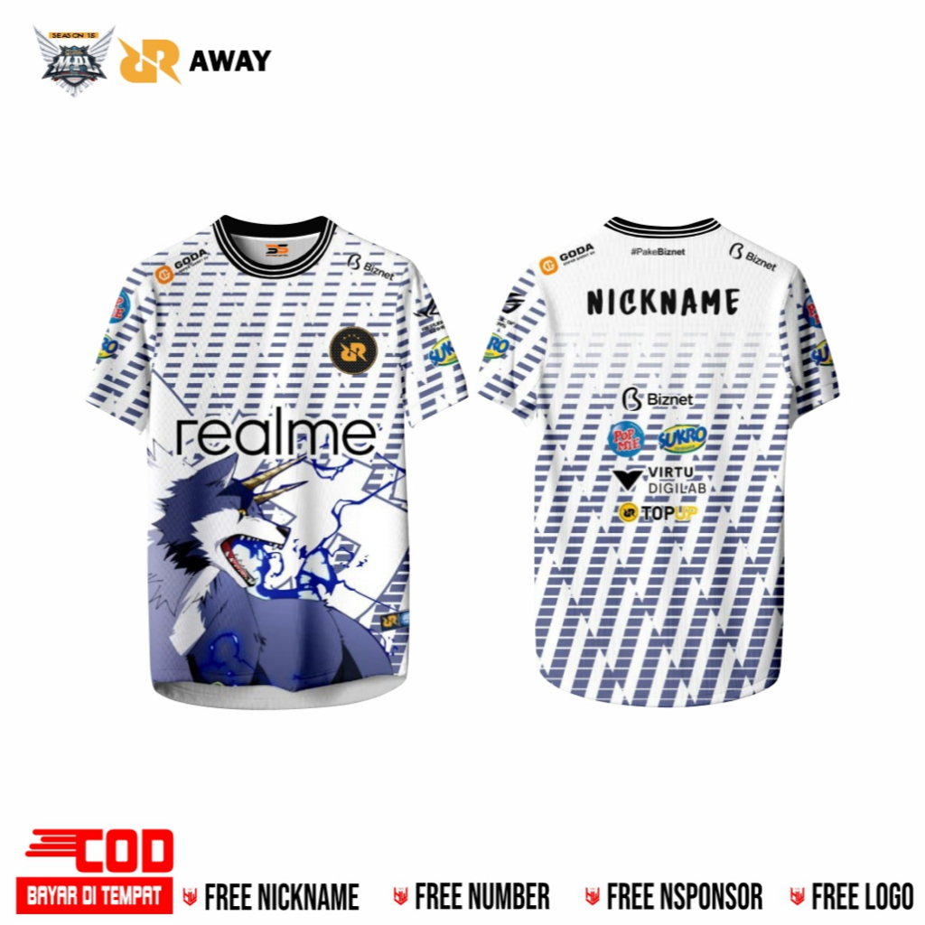 Jual Jersey RRQ Terbaru 2025 Mpl Season 15 Putih Away Full Printing ...