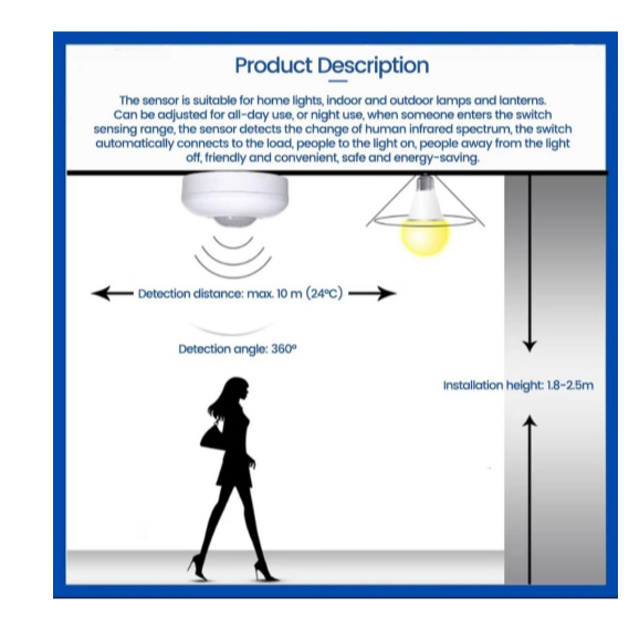 Jual rickydarman00 -Saklar Lampu Sensor Gerak Pir switch Otomatis ...