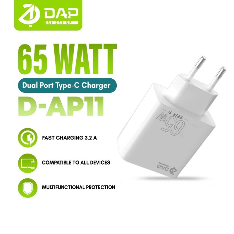 Jual ADAPTOR DAP D-AP11 PD 60 Watt ( Dual Port Type C 20 Watt & 45 Watt ...