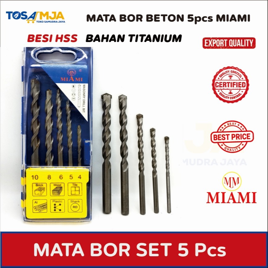Jual Mata Bor Set Tajam Beton 5pcs 4, 5, 6, 8, 10MM / Matabor concrete ...
