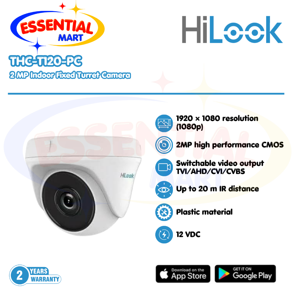 Jual HILOOK by Hikvision CCTV THC-T120-PC Fixed Turret 2MP Indoor ...