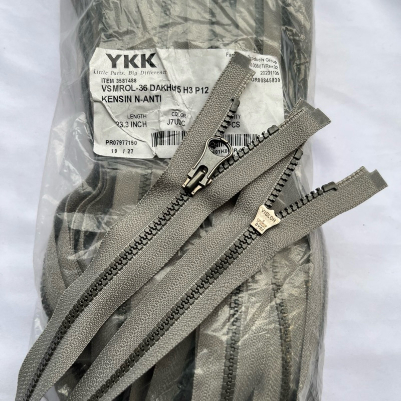 Jual Resleting Jacket Gigi Kasar / Zipper Vislon YKK No.3 @Harga/pcs. Warna Abu-abu, Panjang 55 ...
