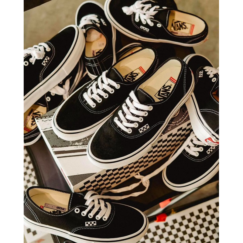 Jual Vans Skateboarding Pro Authentic Black White | Shopee Indonesia