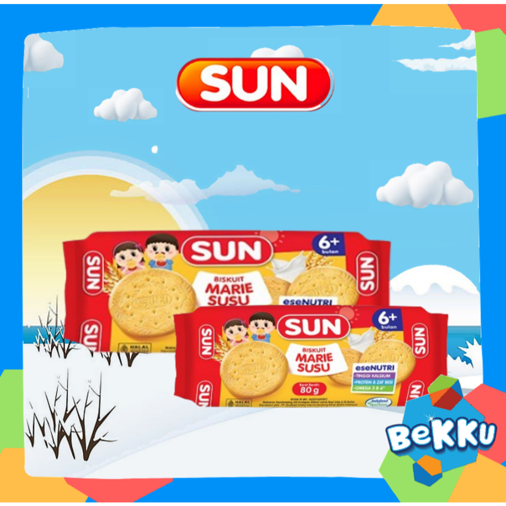 Jual Sun Biscuit Marie Roll Susu Isi 80gr & 150gr | Biskuit Bayi | Gizi ...