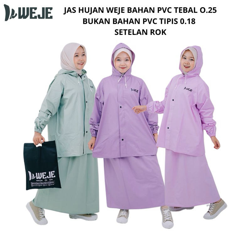 Jual Jas Hujan Setelan Rok Wanita PVC Tebal WEJE Original | Shopee ...