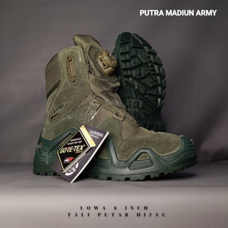 Jual Sepatu Lowa Tactical Tali Putar Hijau / Sepatu Lowa 8 inchi Tali Putar / Sepatu PDL Lowa ...