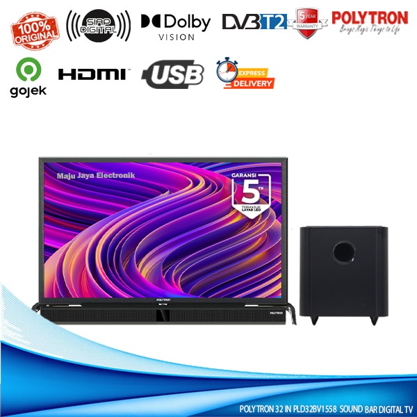 Jual POLYTRON LED TV 32 In PLD 32BV1558 SOUNDBAR SUBWOOFER Speaker USB ...