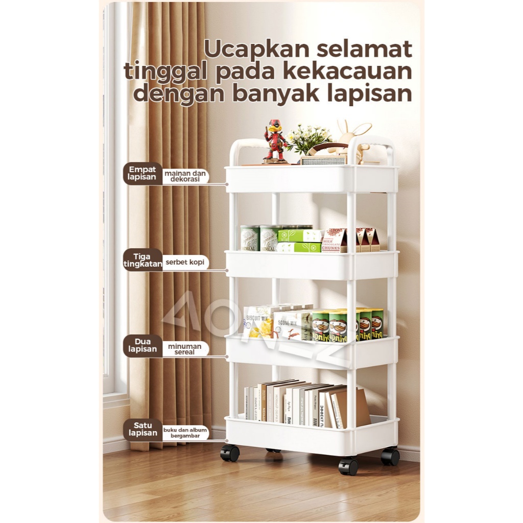 Jual Rak Troli Susun Plastik Serbaguna Persegi Panjang 4 Susun Rak ...