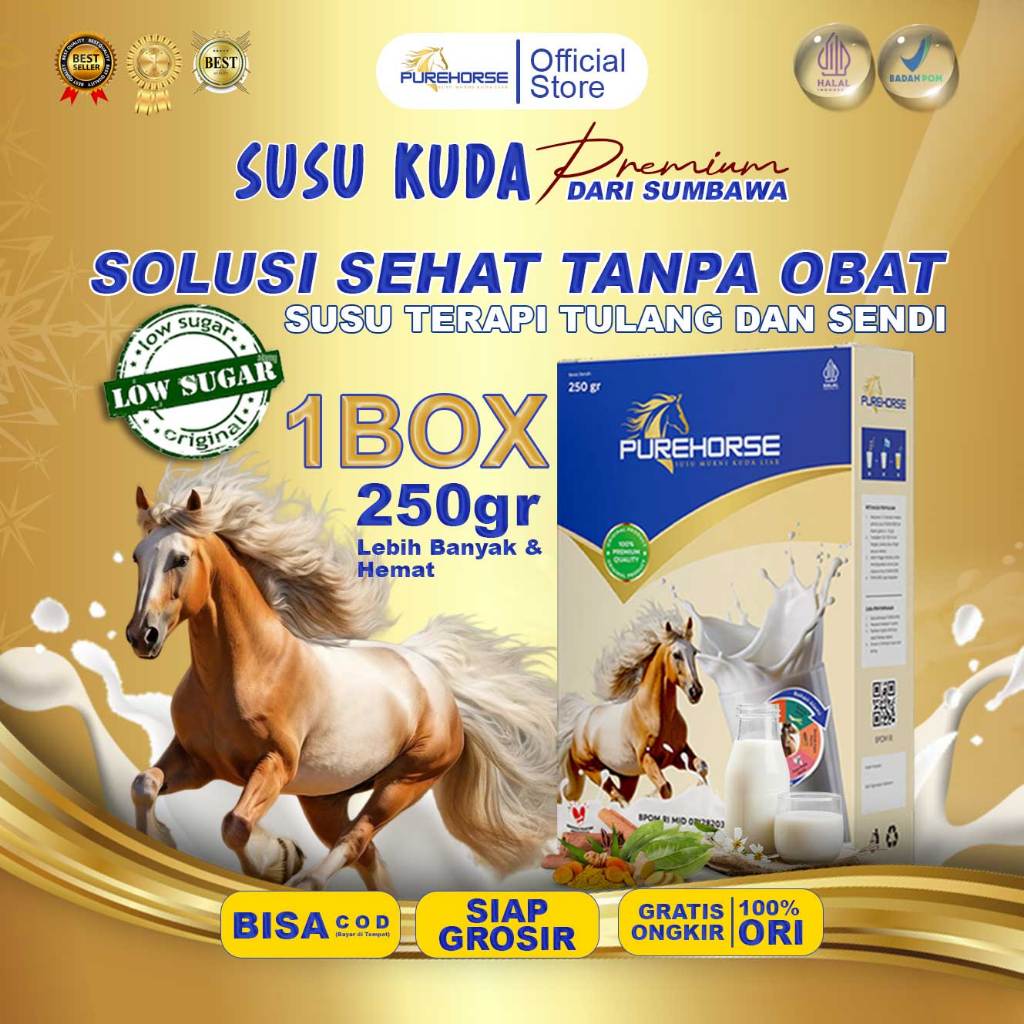 Jual Purehorse Susu Kuda Liar Asli Rendah Gula Kemasan 250gram Paket 1 ...