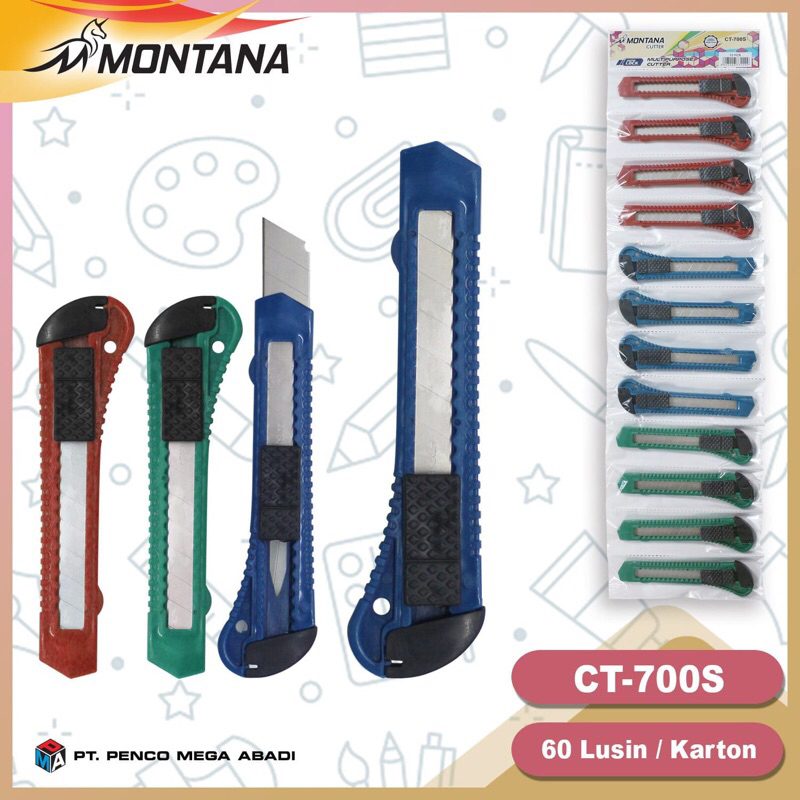 Jual GROSIR 1lsn(12pcs) MONTANA Cutter besar // Cutter Murah //Cutter ...