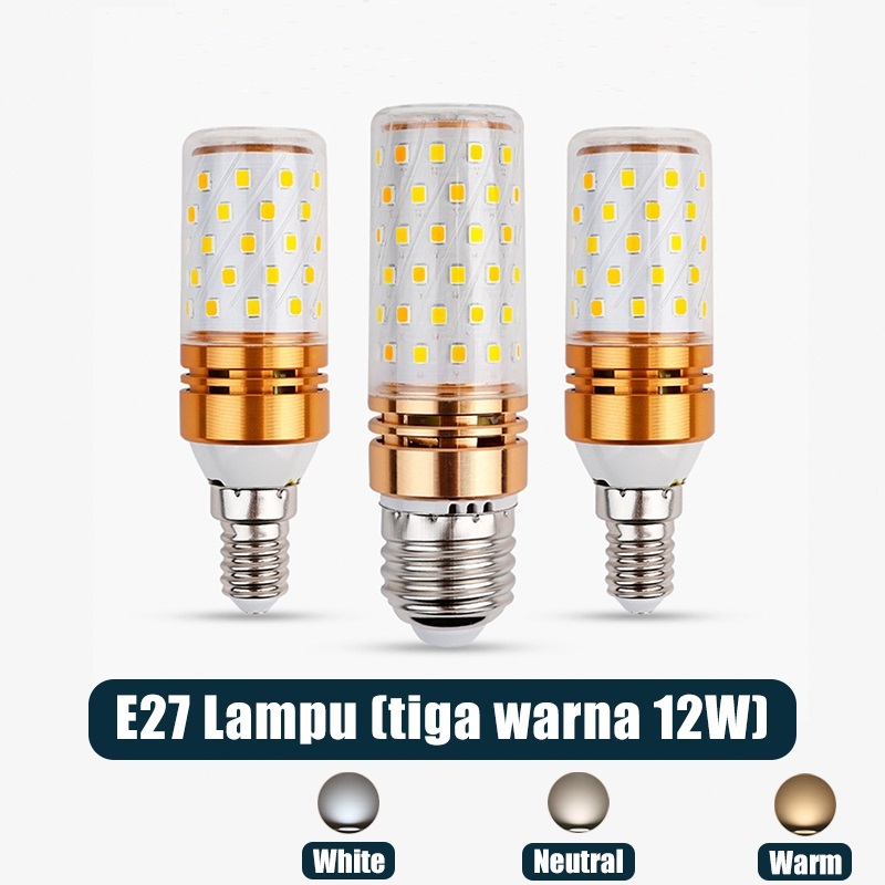 Jual LAMPU CANDLE 3 WARNA E27 E14 3 LED MODEL LILIN HIAS 12WATT 12 WATT JAGUNG PUTIH KUNING ...