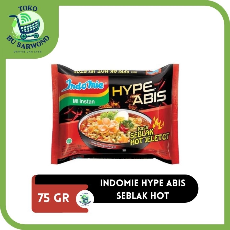 Jual INDOMIE HYPE ABIS SEBLAK HOT JELETOT 75 GRAM SATUAN | Shopee Indonesia