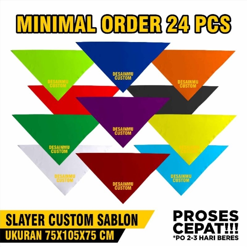 Jual ( MIN. ORDER 24 PCS ) SLAYER SYAL SEGITIGA CUSTOM SABLON UKURAN ...