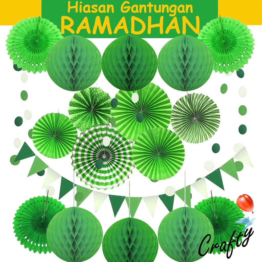 Jual Dekorasi Hiasan KERTAS GANTUNG SET Tema Acara Ramadhan Lebaran ...