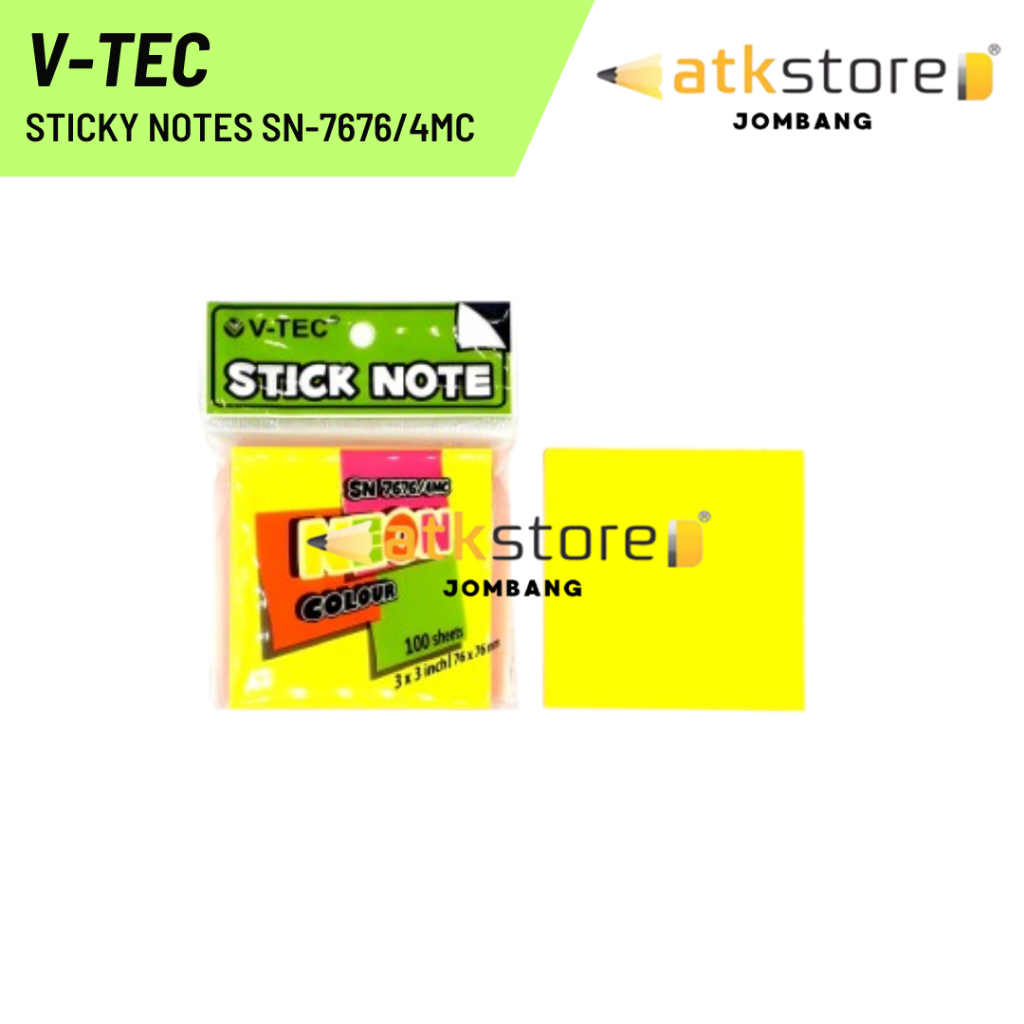 Jual V-TEC Sticky Notes SN-7676 / Paper Sticky Note Memo Pad Kertas ...