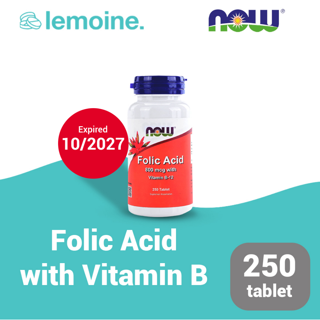 Jual Now Folic Acid 800mcg with Vitamin B-12 Suplemen Vitamin Asam ...