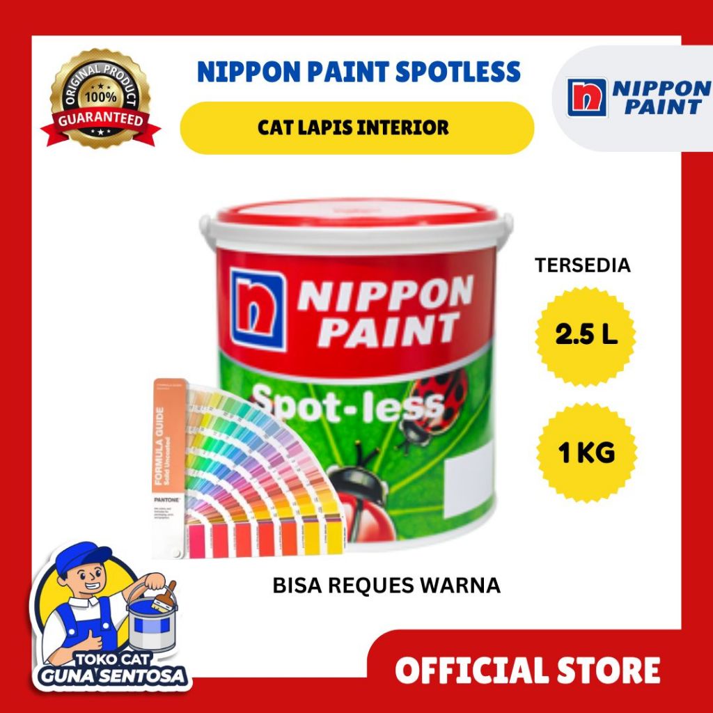 Jual CAT TEMBOK INTERIOR NIPPON SPOTLESS 2.5 L DAN 1L ( BISA MIXING ...