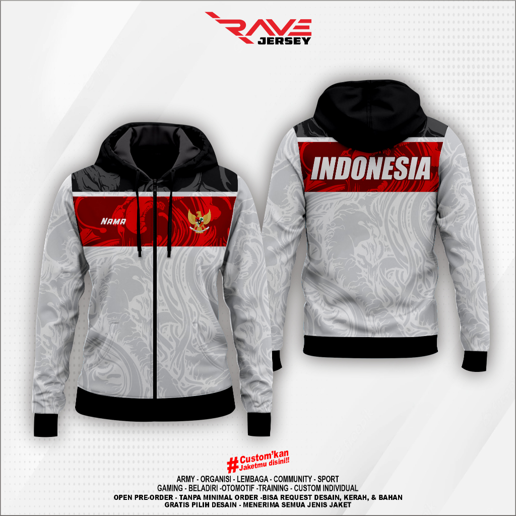 Jual JAKET TIMNAS INDONESIA/SUPPORT INDONESIA FULL PRINTING SUBLIMATION ...