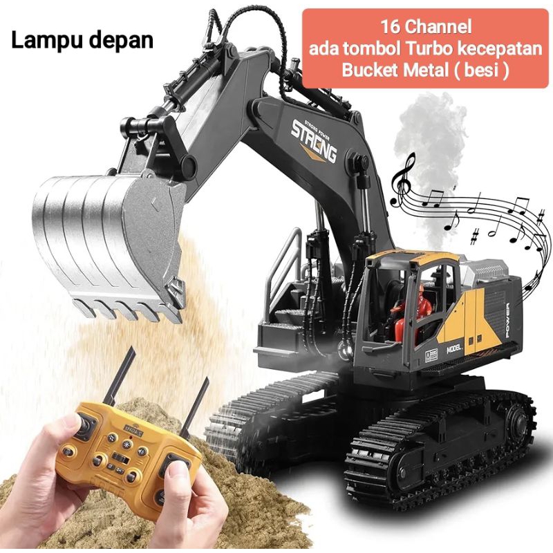 Jual rc Beko excavator smoke bucket metal 16 channel dan 12 channel ...