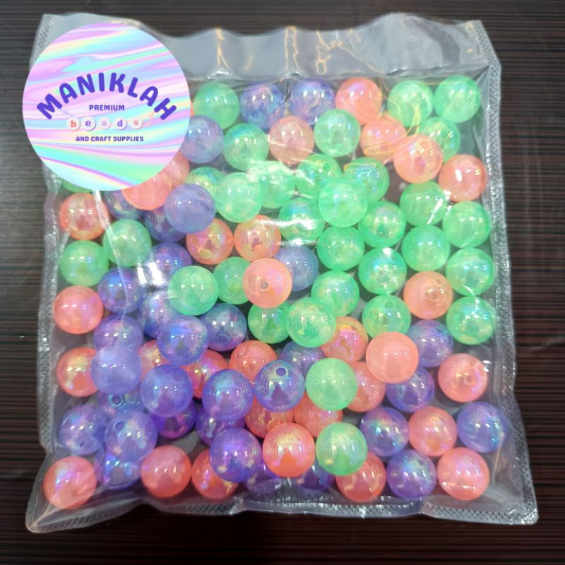 Jual Manik Jelly Hologram Gliter GID 16 mm Mix 3 Warna, isi 100 pcs ...