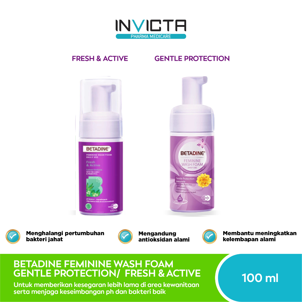 Jual Betadine Feminine Wash Foam Gentle Protection / Fresh & Active - 100 ml | Shopee Indonesia