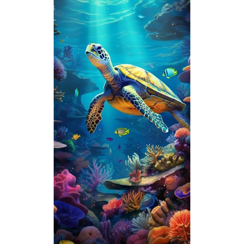 Jual POSTER CETAK, LUKISAN PENYU, hiasan dinding, Lukisan cetak, Tanpa ...