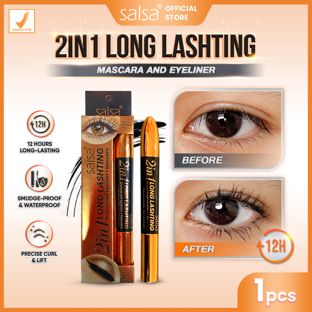 Jual SALSA 2in1 Long Lashting Mascara - Maskara 2 in 1 Eyeliner ...