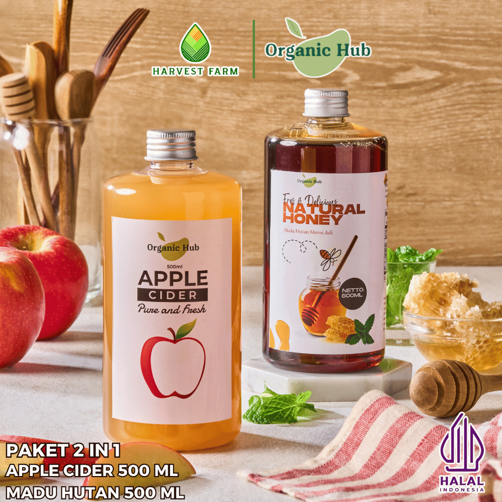 Jual Organic Hub Paket 2in1 Madu Hutan 500 ML Cuka Apel Original Apple ...