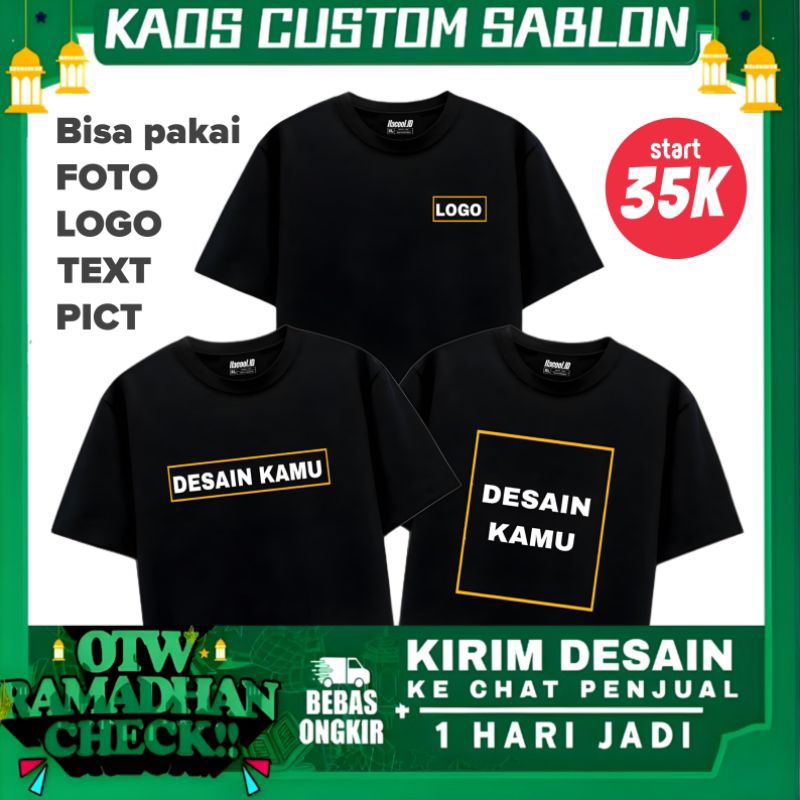 Jual Kaos Custom Sablon Satuan Request Desain Sendiri Baju Sablon Kaos Sablon | Shopee Indonesia