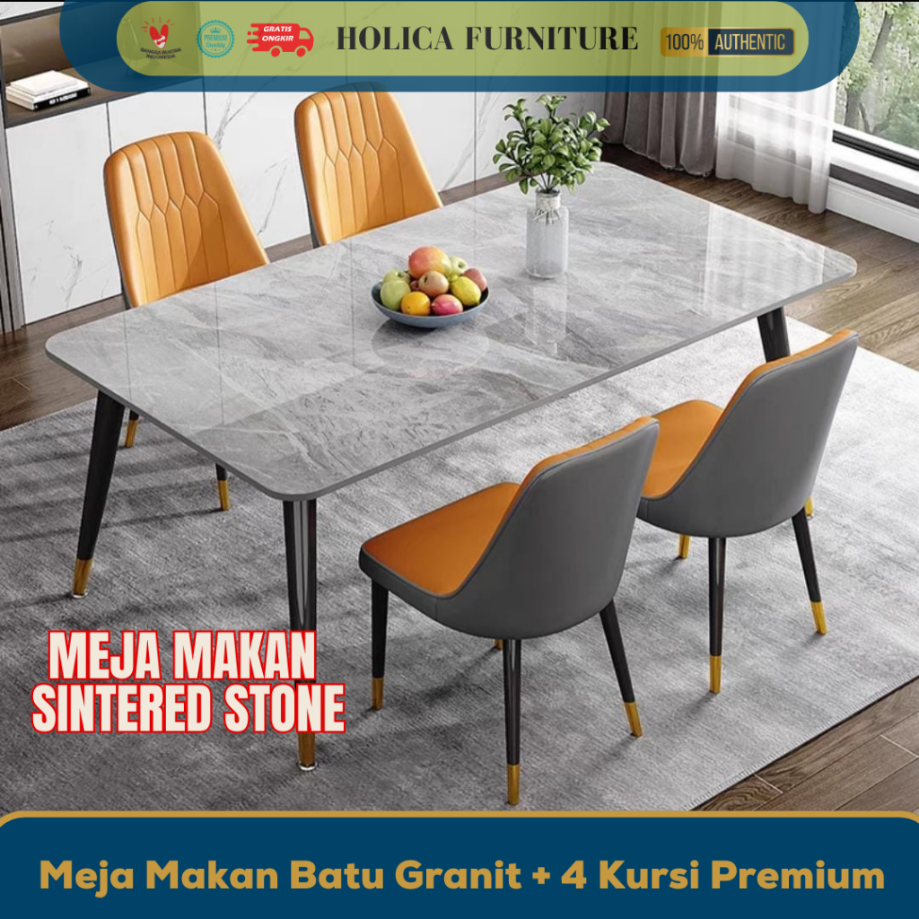 Jual Meja Makan Set 4 Kursi / Meja Makan Estetik / Meja Makan Granit ...