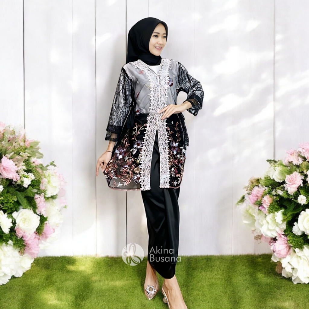 Jual One Set Kebaya Modern Kekinian Wisuda Tulle Gardenia Warna Mix ...