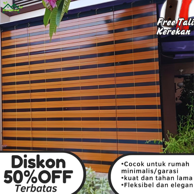 Jual Krey Tirai Kayu PVC Elegan & Stylish Dan Tahan Lama Size 300cm× ...