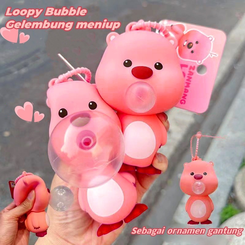Jual Ready Loopy Bubble Gantungan Kunci Gelembung meniup Boneka Lucu ...