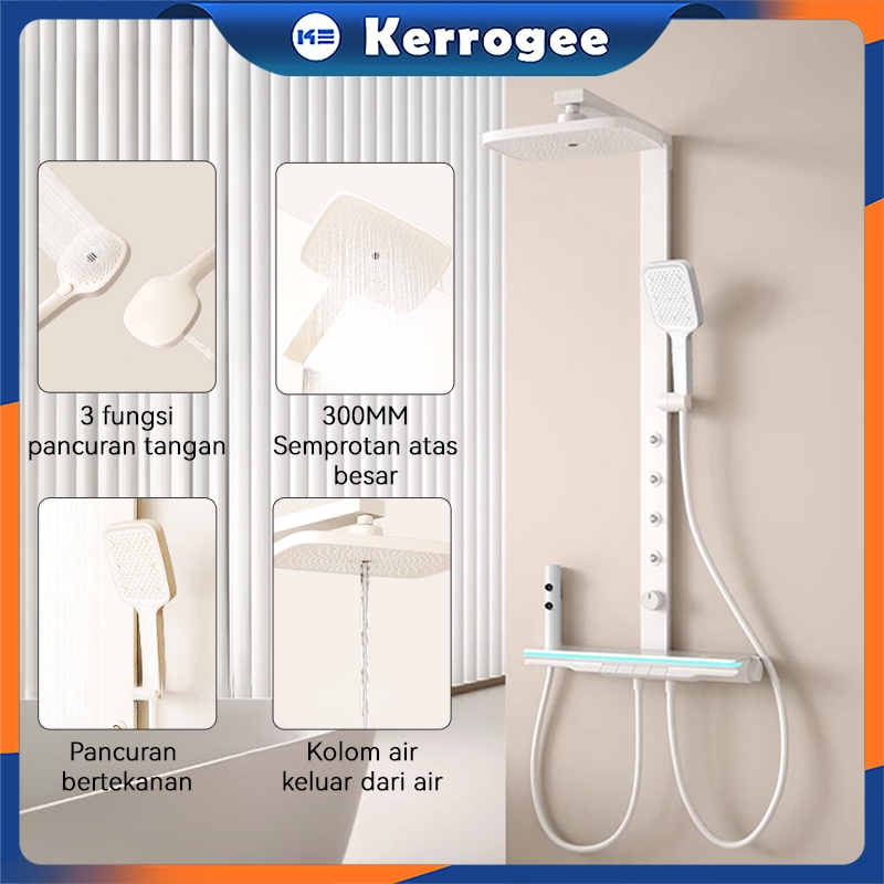 Jual ⚡Garansi⚡4 in 1 Putih Kamar Mandi Shower Set LED Digital Shower ...