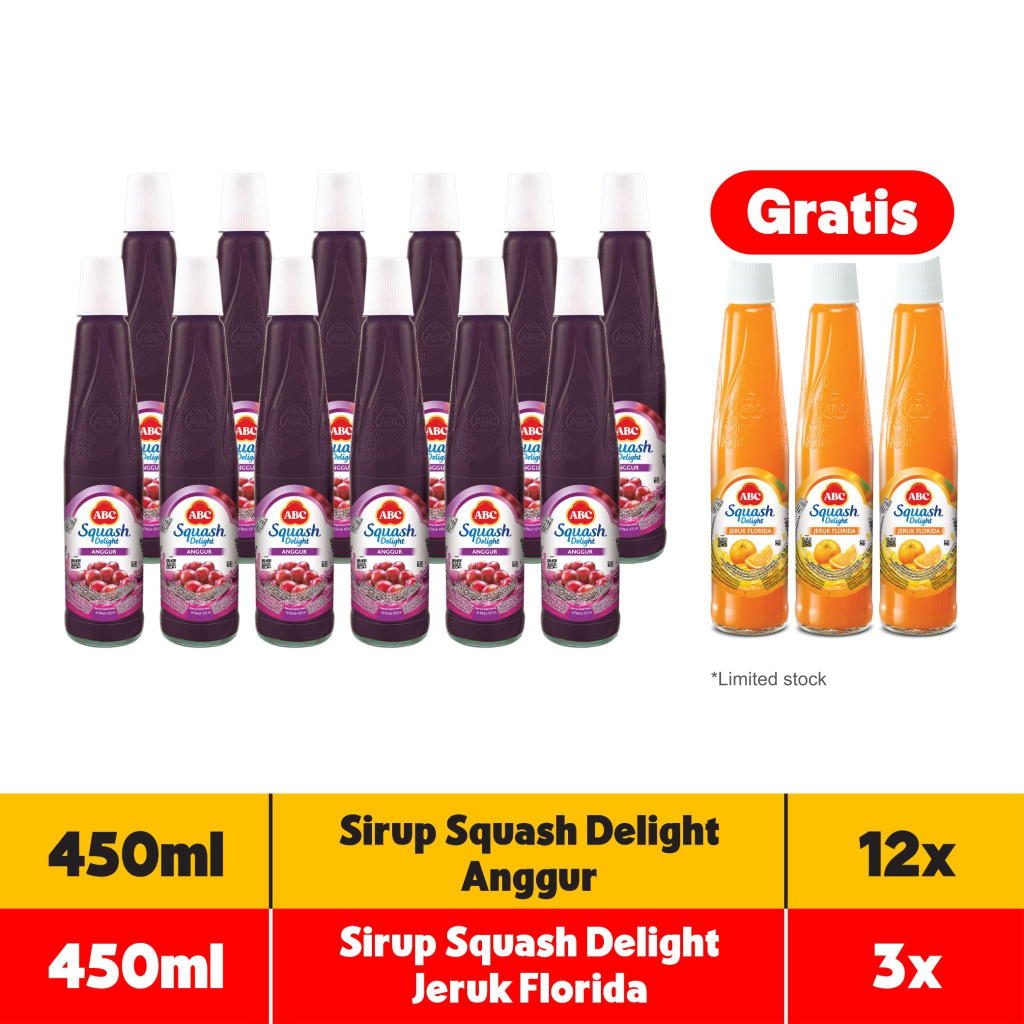 Jual ABC Sirup Squash Delight Anggur 450 ml - Multi Pack 12 pcs ...
