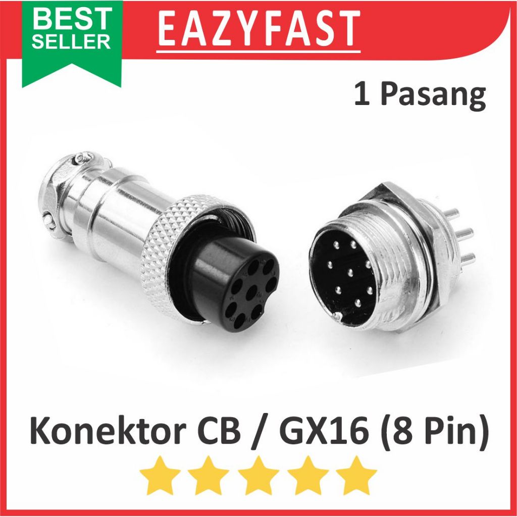 Jual Connector Jack Socket CB GX16 8p 8 Pin Kaki Male Female 1 Set ...