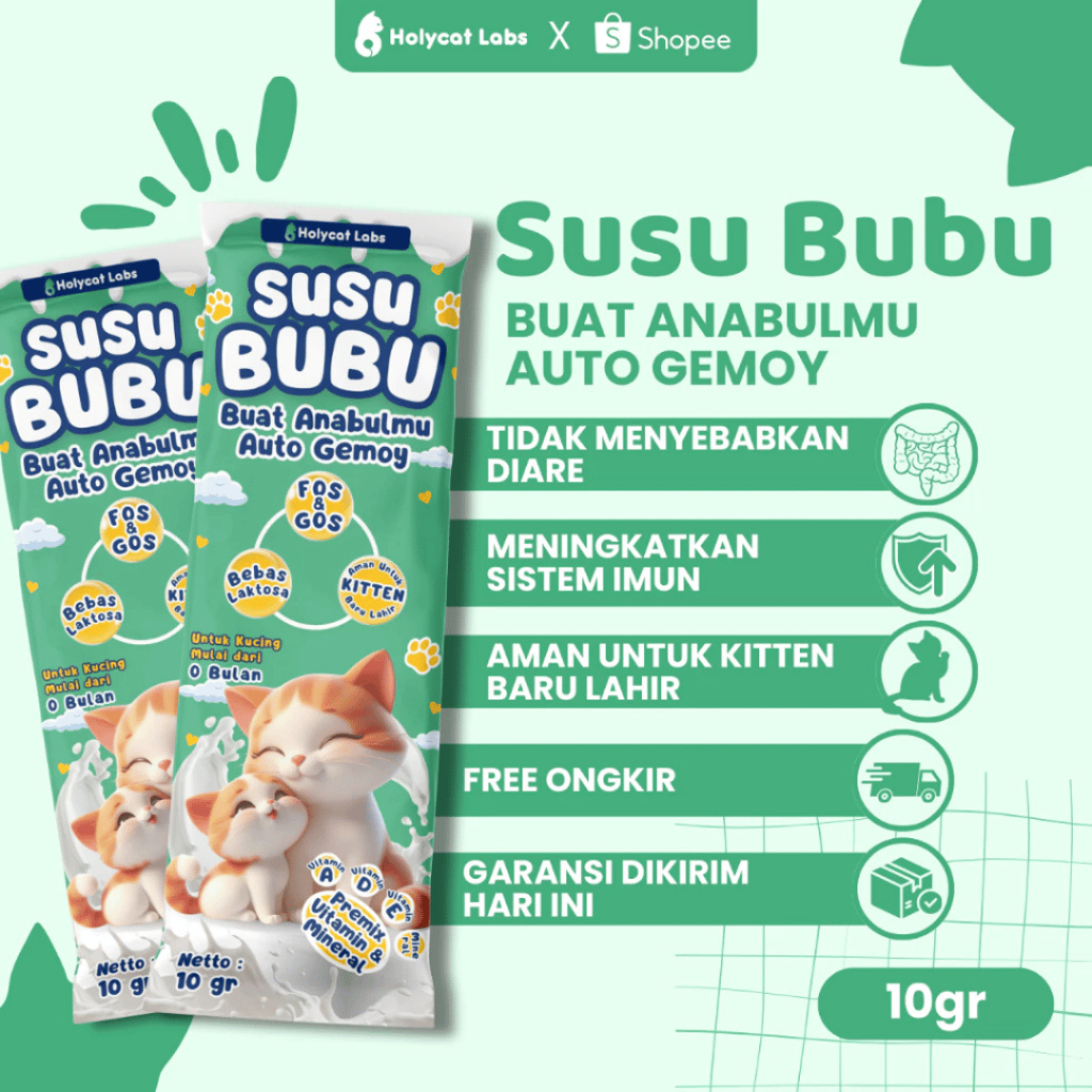 Jual Susu BUBU kucing auto gemoy semua umur 10gr susu kucing | Shopee ...