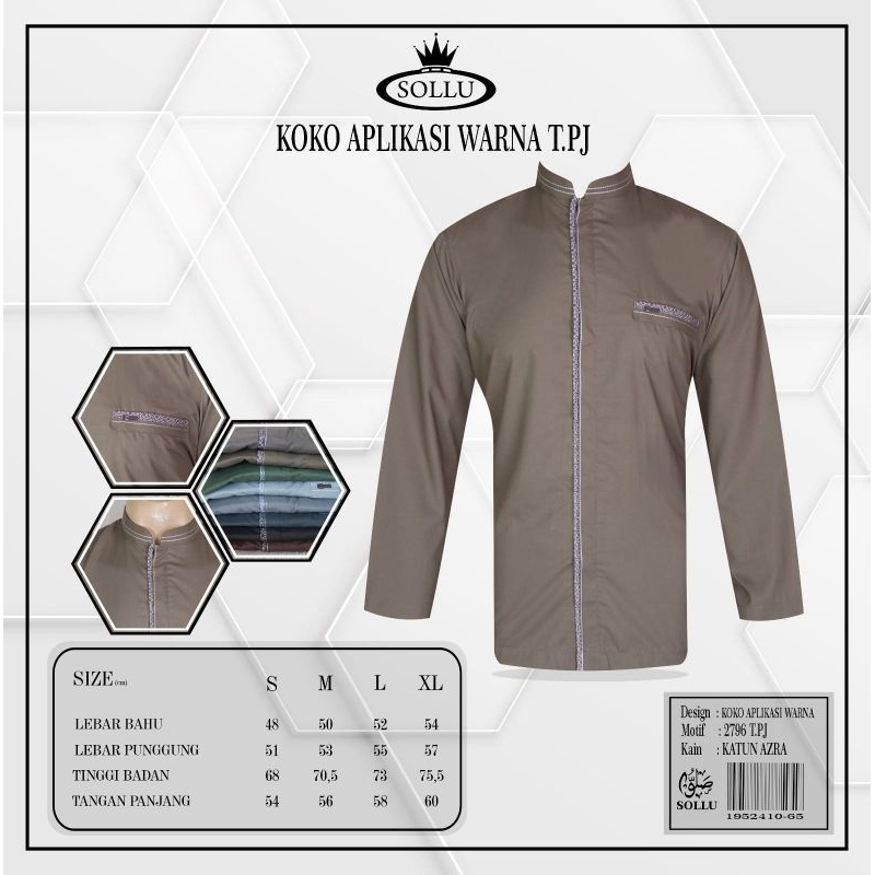 Jual SOLLU Koko Dewasa Aplikasi Warna Lengan Panjang #2796 | Shopee ...