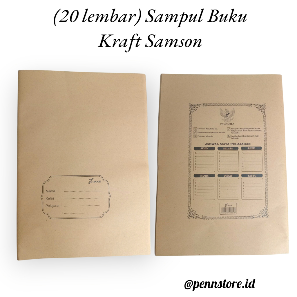 Jual (pack = 20 lembar) Sampul Buku Kraft Samson Nama Uk. Kwarto ...